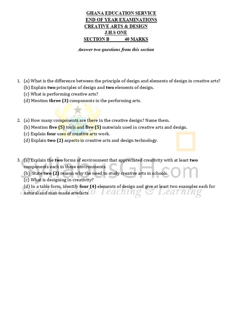Bs7 2022 End of Term 3 Creative Arts Paper 2 | PDF