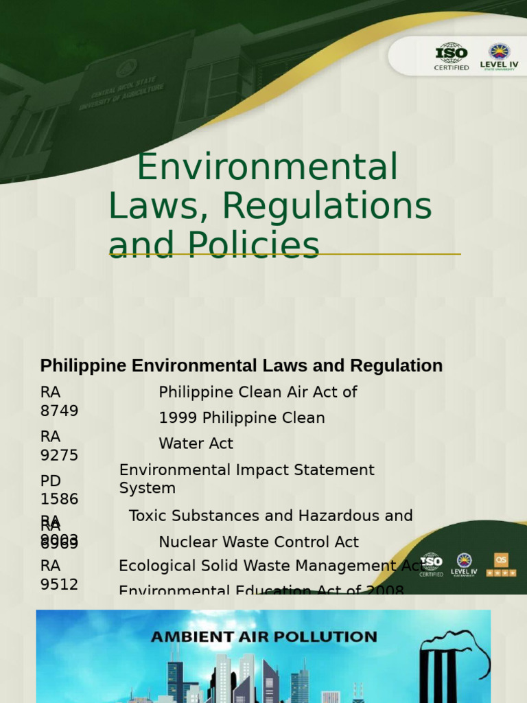 Philippine Environmental Laws Overview | PDF | Clean Water Act ...