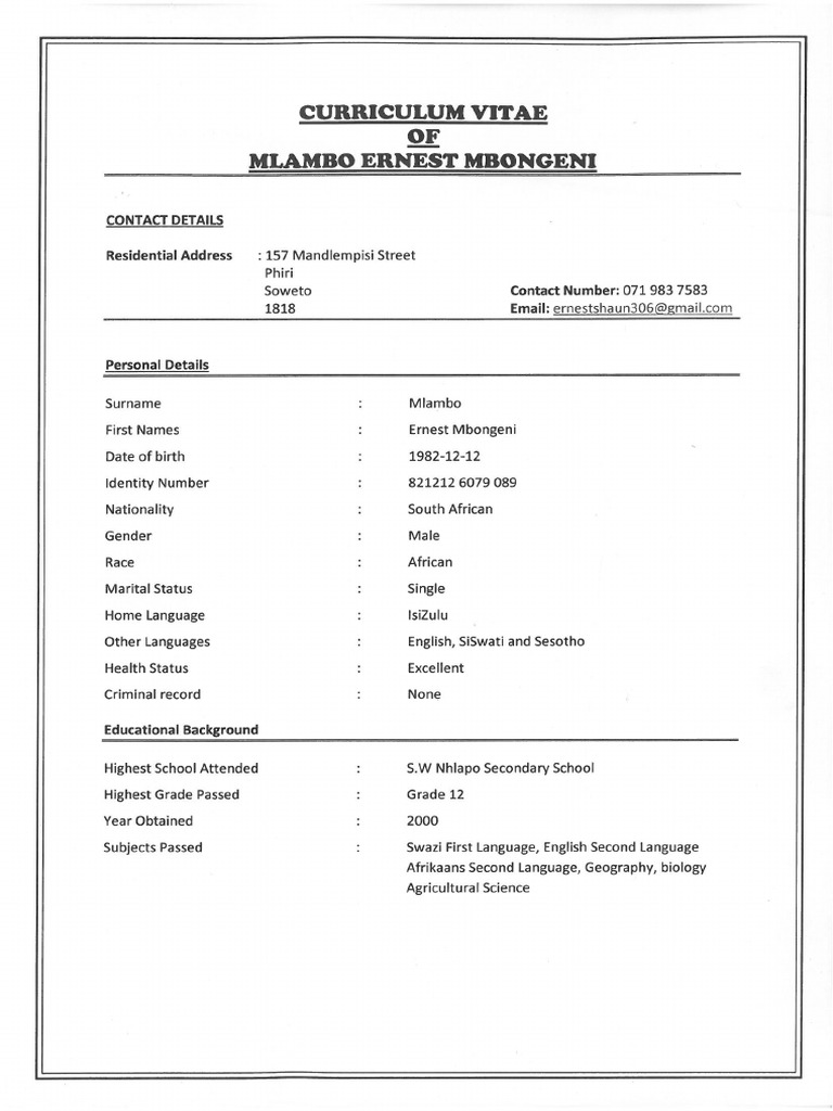 Mlambo Documents | PDF