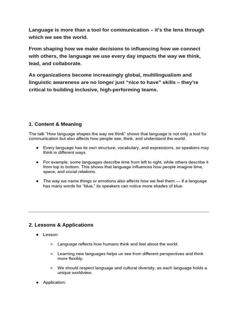 How Language Shapes The Way We Think? | PDF