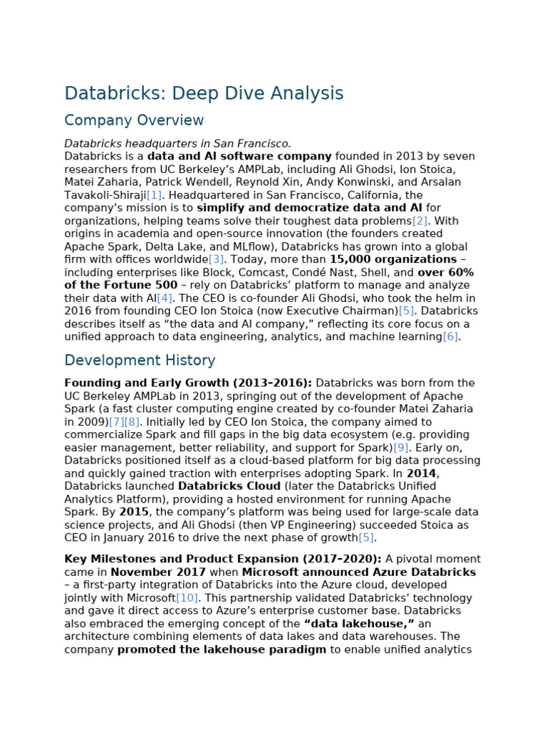 Databricks_ Deep Dive Analysis | PDF | Amazon Web Services | Cloud Computing