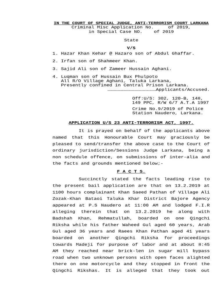23 Atc Transfer Application Hazar Khan Kehar | PDF | Crimes | Crime ...