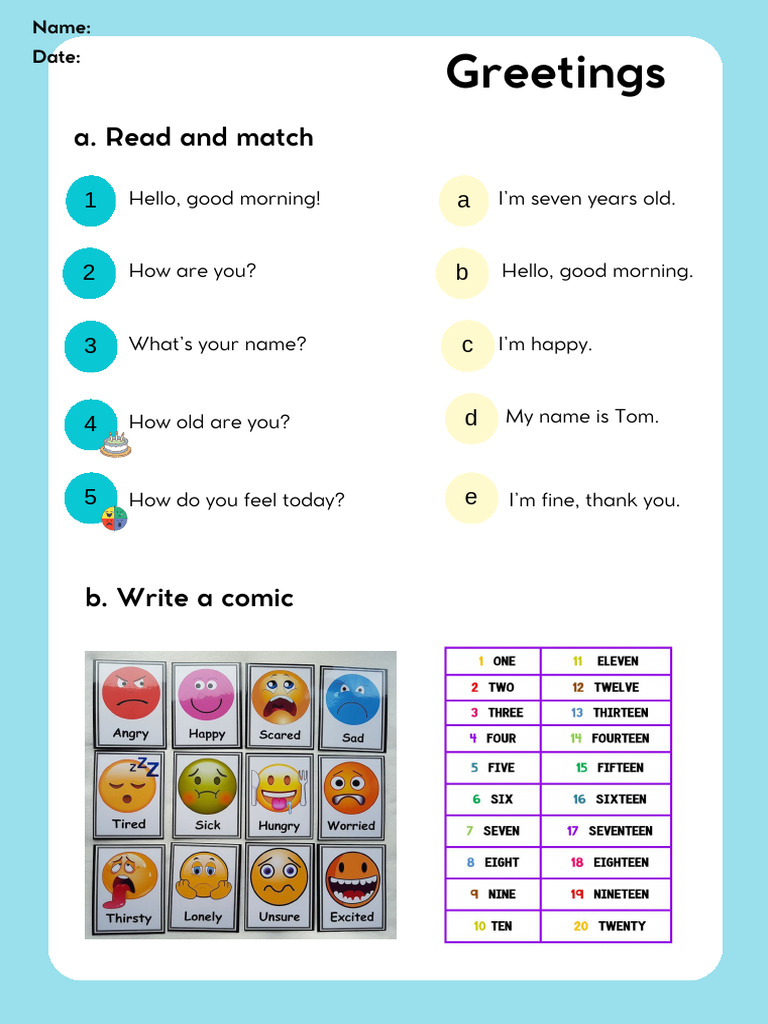 Greetings Worksheet (Adaptada) | PDF