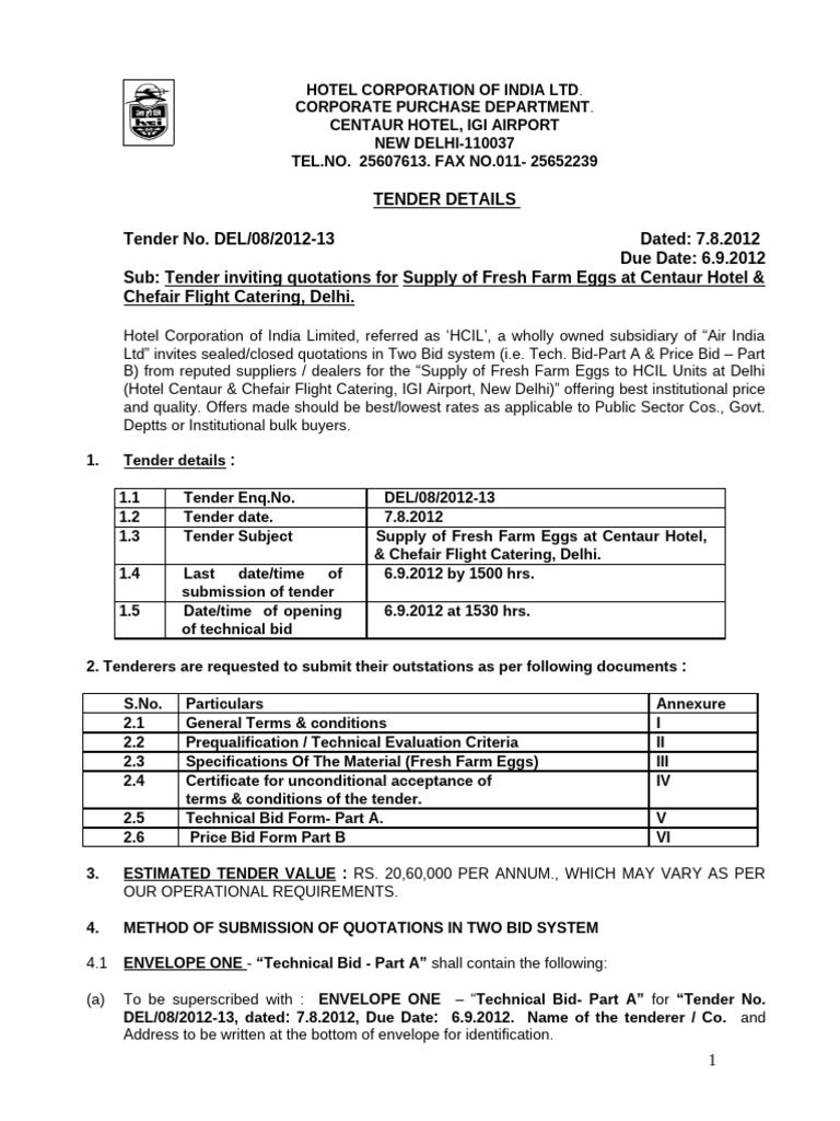 8-Tender Form Eggs | PDF | Specification (Technical Standard) | Taxes