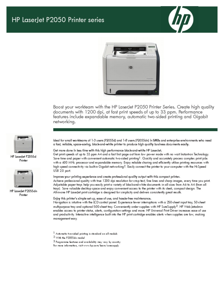 HP Laserjet P2050 | PDF | Printer (Computing) | Operating System