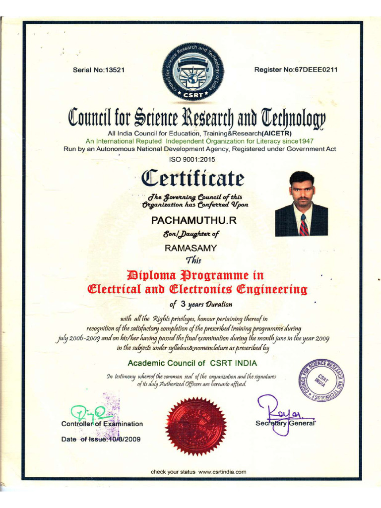 Educational and Additional Training Certificate | PDF