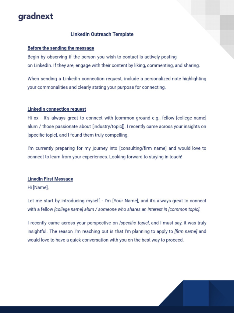 LinkedIn Outreach Message Template | PDF