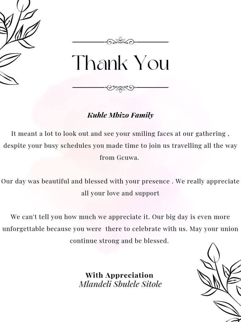 Mbizo Family Appreciation | PDF
