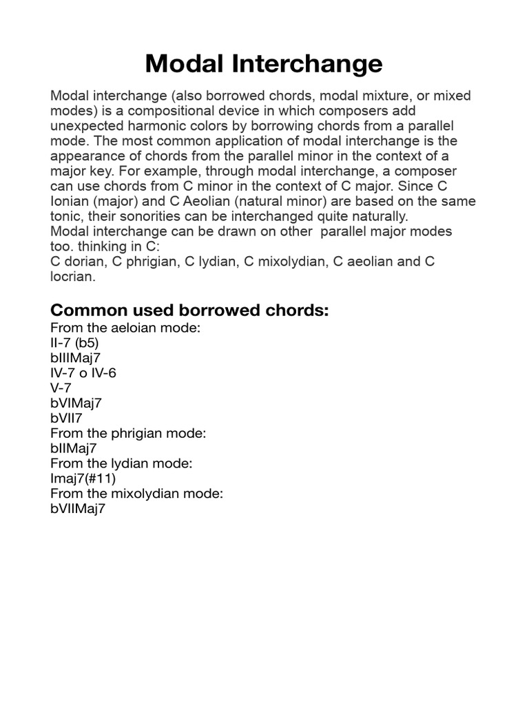 Understanding Modal Interchange in Music | PDF