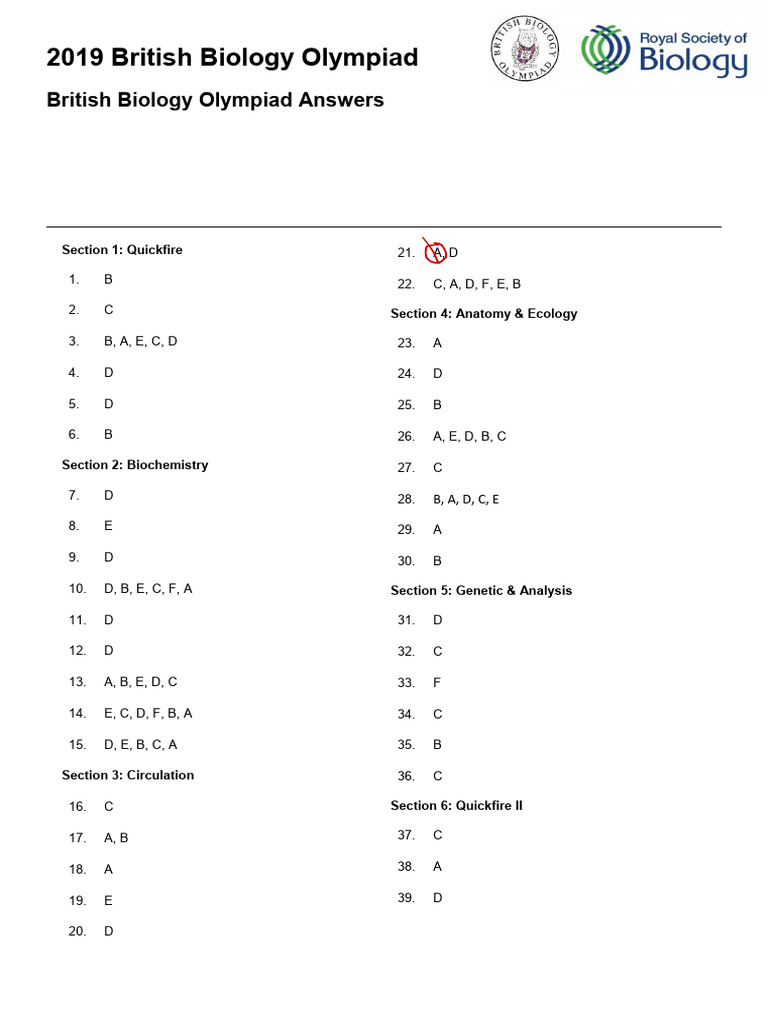 2019 BBO Answers-revised | PDF