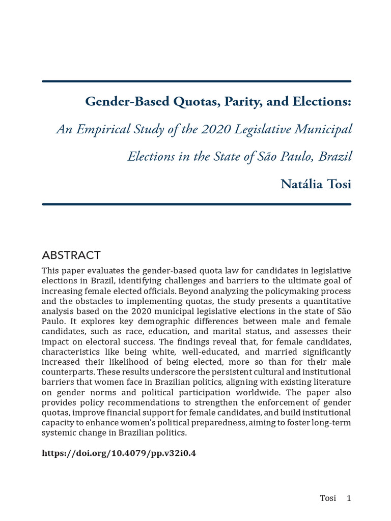 Gender Quotas in São Paulo Elections | PDF | Logistic Regression | Voting