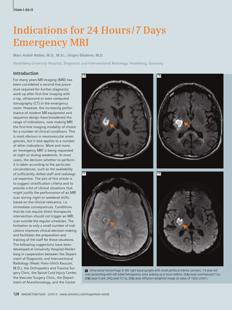 Indications for 24 Hours 7 Days Emergency Mri 1800000000555708 | PDF ...