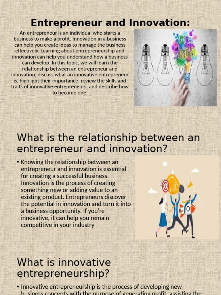Lesson 2 Entrepreneur and Innovation | PDF | Entrepreneurship | Innovation