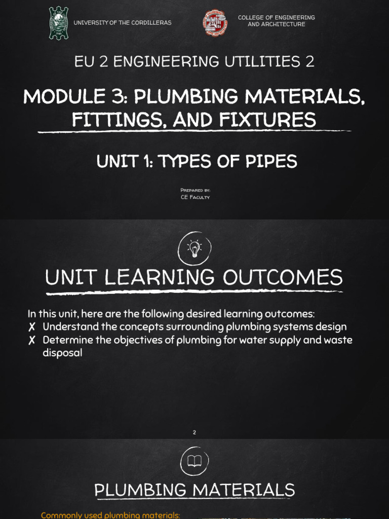 Module 3.1 Types of Pipes | PDF | Pipe (Fluid Conveyance) | Plumbing
