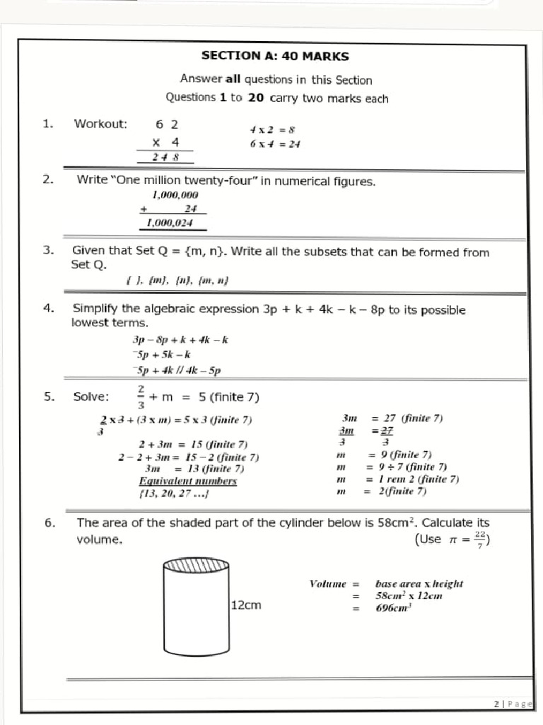 Solved Pre-PLE Past Paper | PDF | Geometry