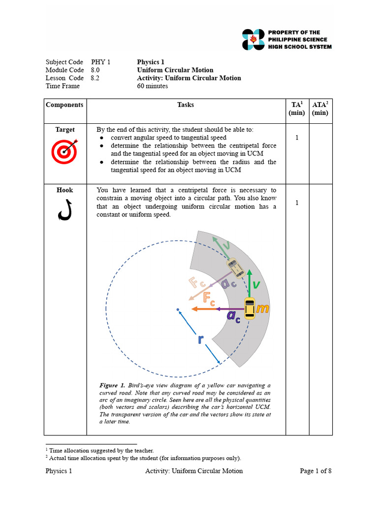 Uniform Circular Motion Activity Guide | PDF | Force | Mechanics