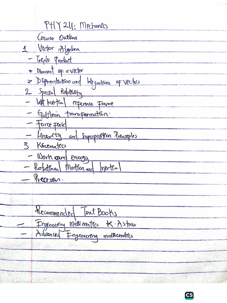 My PHY 211 NOTE - 082608 | PDF