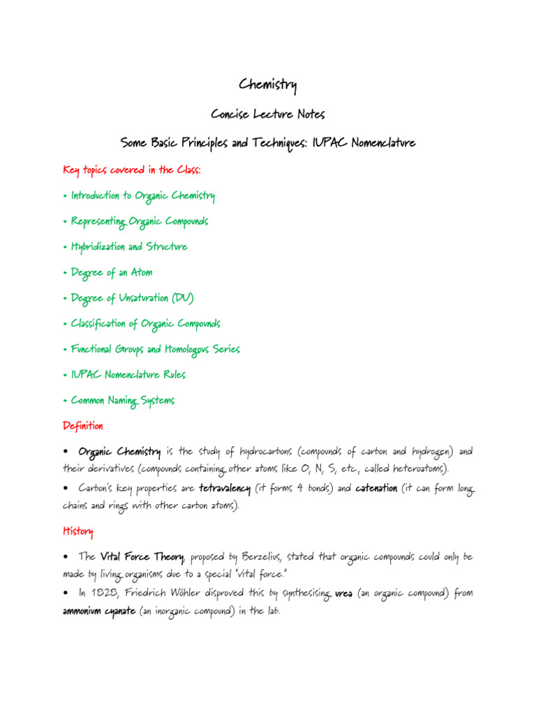 Some Basic Principles And Techniques Iupac Nomenclature Short Notes 7566