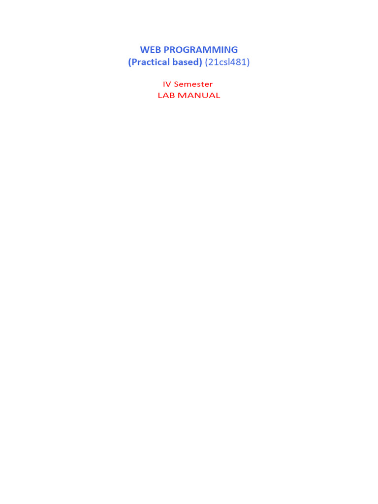 Web Programming Lab Manual: XHTML & HTML5 | PDF | Cost Of Living | Html ...