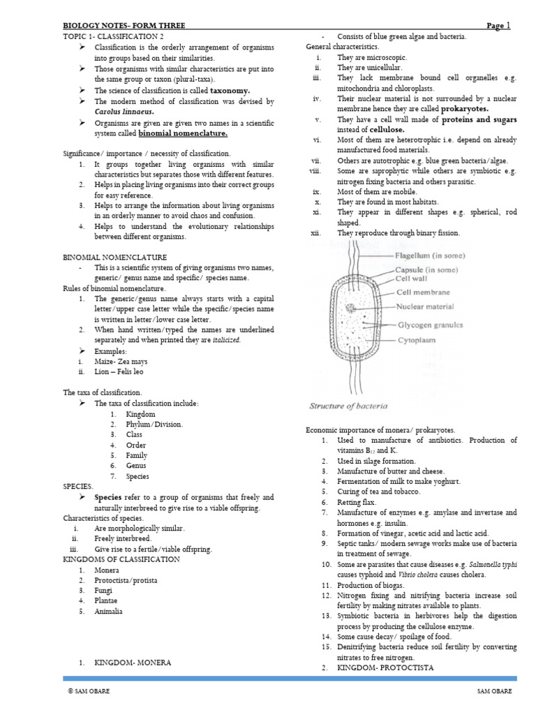 Form 3 Biology Notes by Sam Obare | PDF | Leaf | Sexual Reproduction
