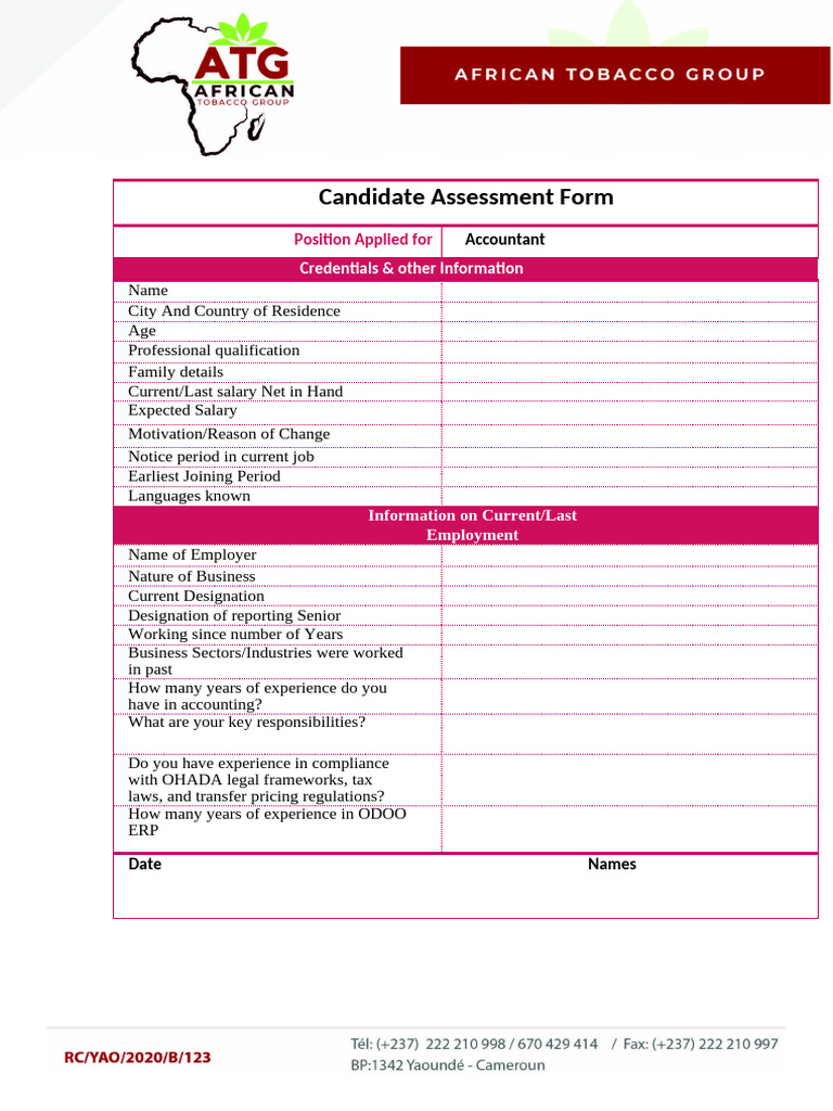 Candidate Assessment Form | PDF