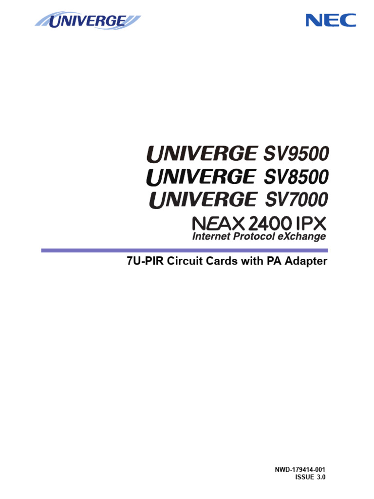 NWD-179414-001-30UNIVERGE SV9500SV8500SV7000NEAX2400 IPX 7U-PIR Circuit ...