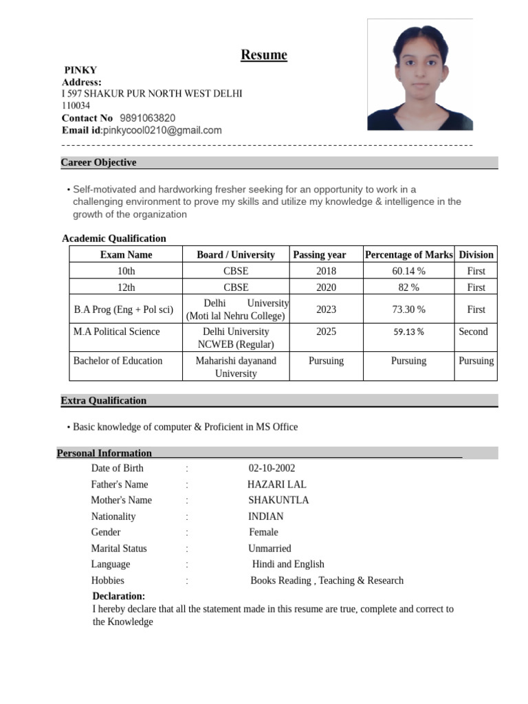 Pinky Resume | PDF