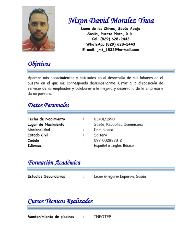 Currículum de Nixon David Moralez | PDF