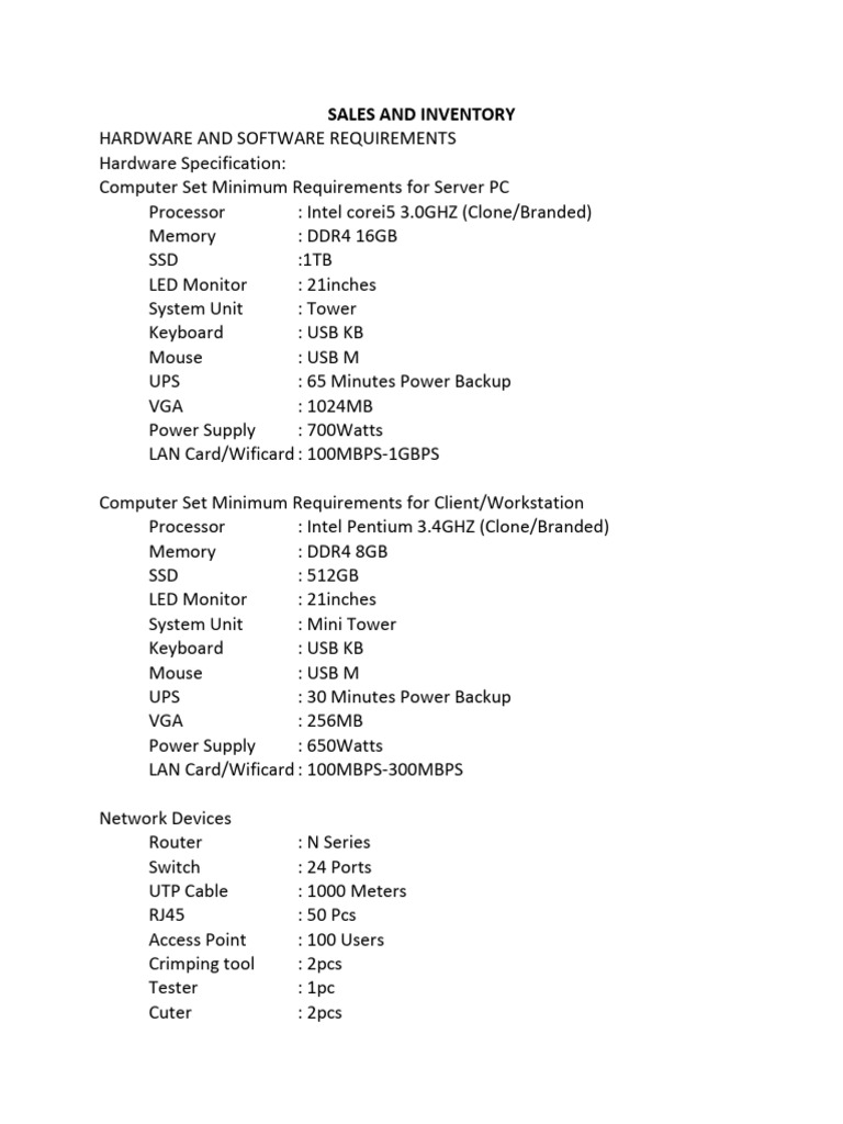 Hardware and Software Requirements | PDF