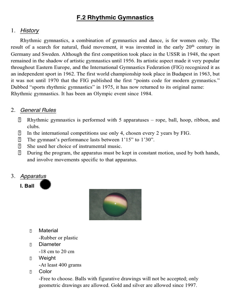 Rhythmic Gymnastics - Ball & Clubs | PDF