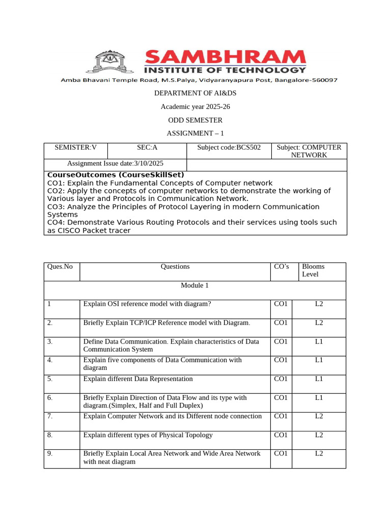 Cn Assignment | PDF | Computer Network | Osi Model
