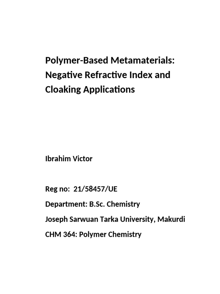 Ibrahim Sabo Victor | PDF | Metamaterial | Materials Science