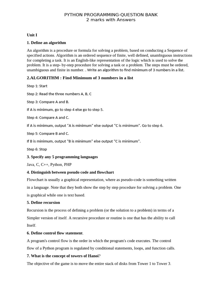 Unit I-python Programming | PDF | Control Flow | Programming