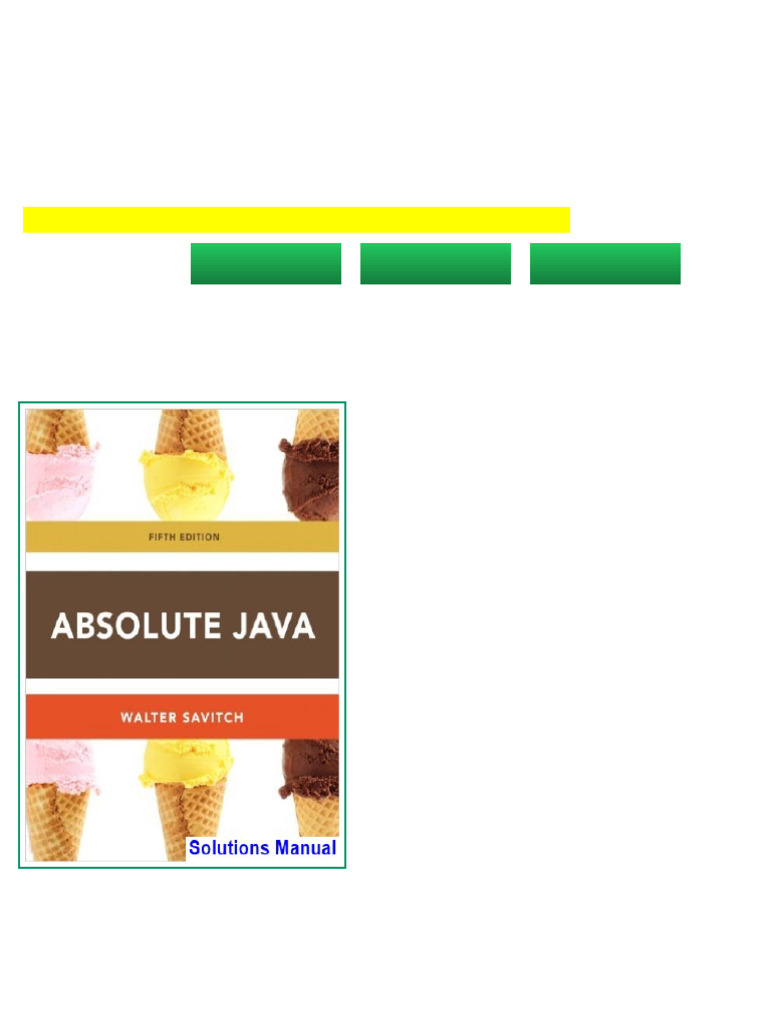 Absolute Java 5th Edition Walter Savitch Solutions Manual digital ...