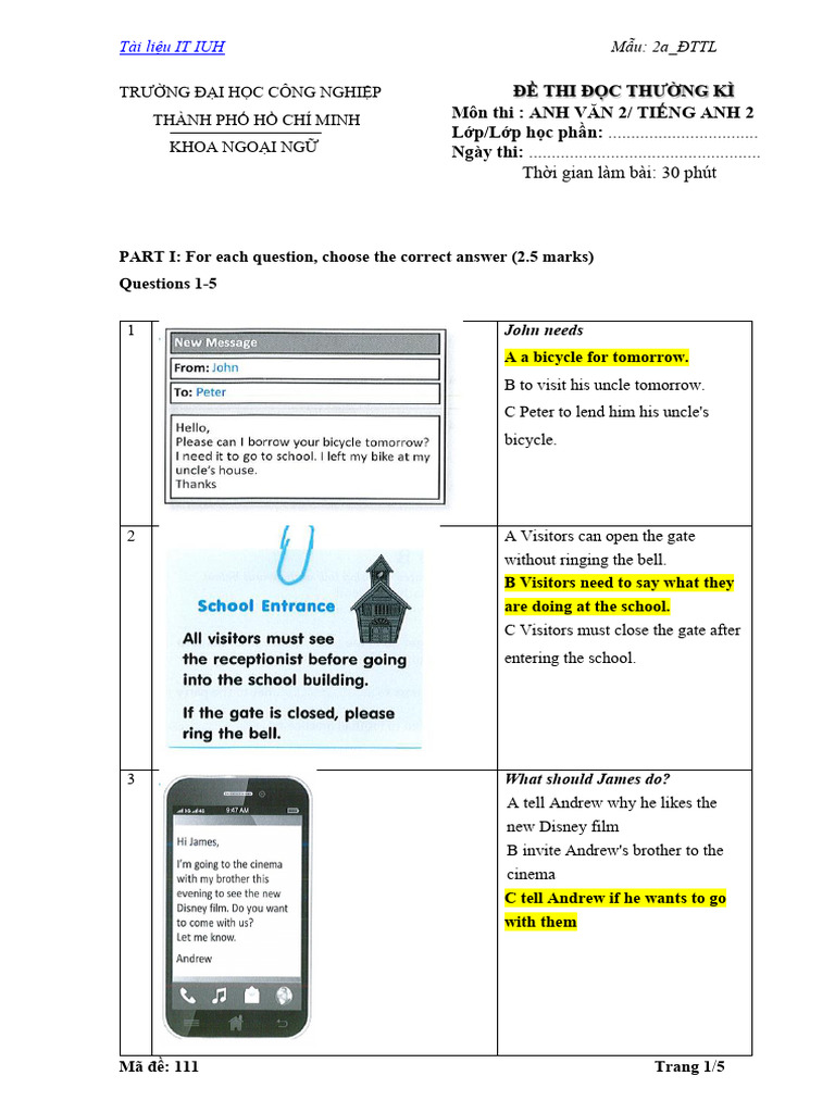 (Thongtinhocsinh - Com) EX - Sample Reading Test | PDF