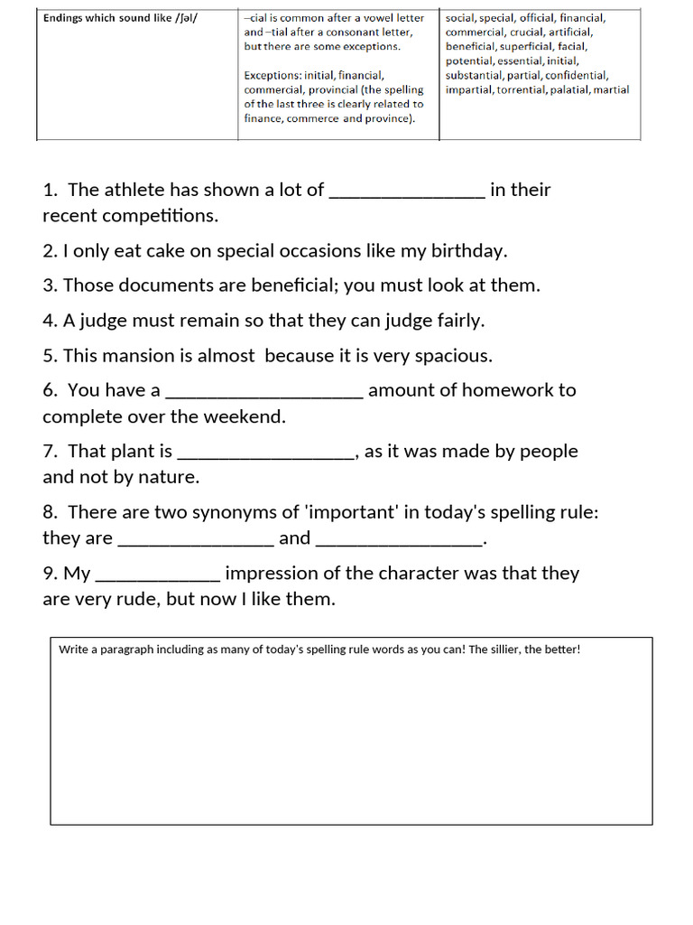 Cial and Tial Suffix | PDF