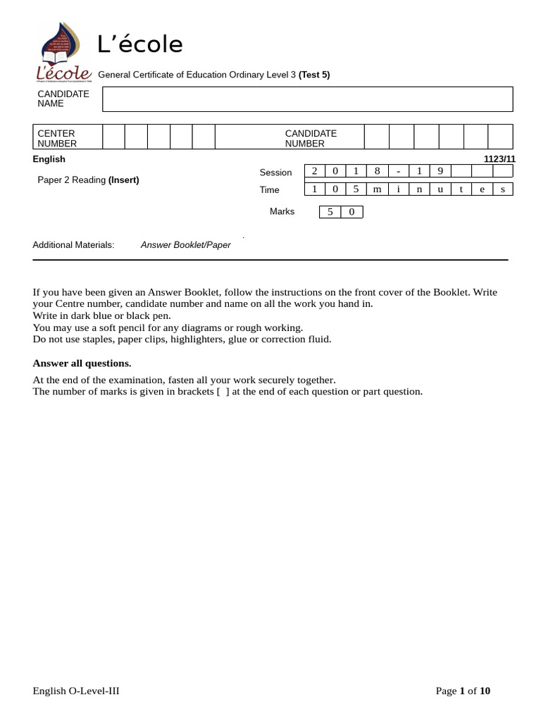 English P-2 T 5 | PDF