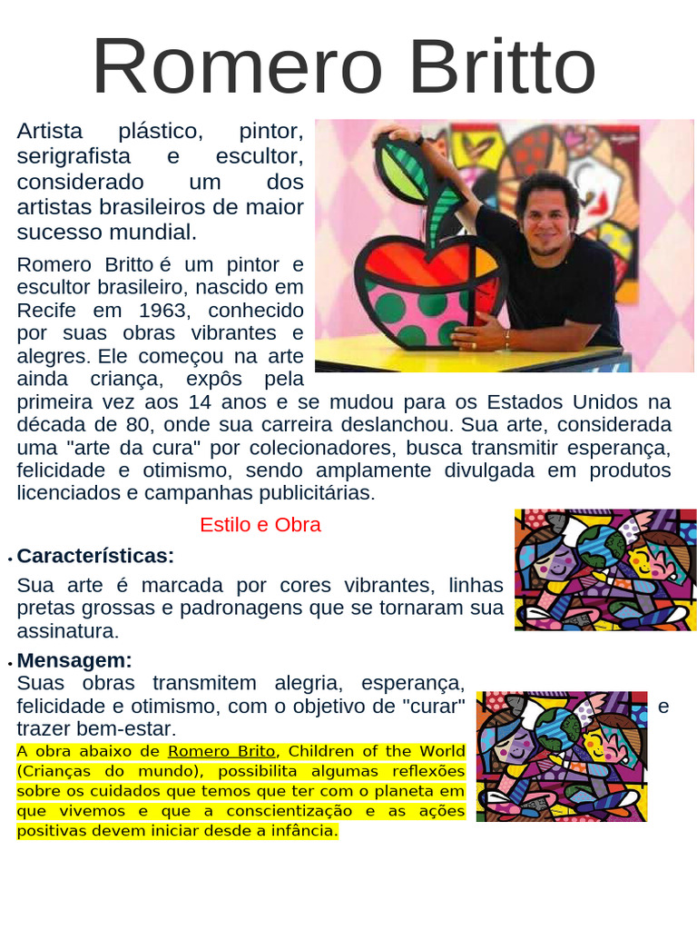 Romero Britto Bio | PDF | As artes