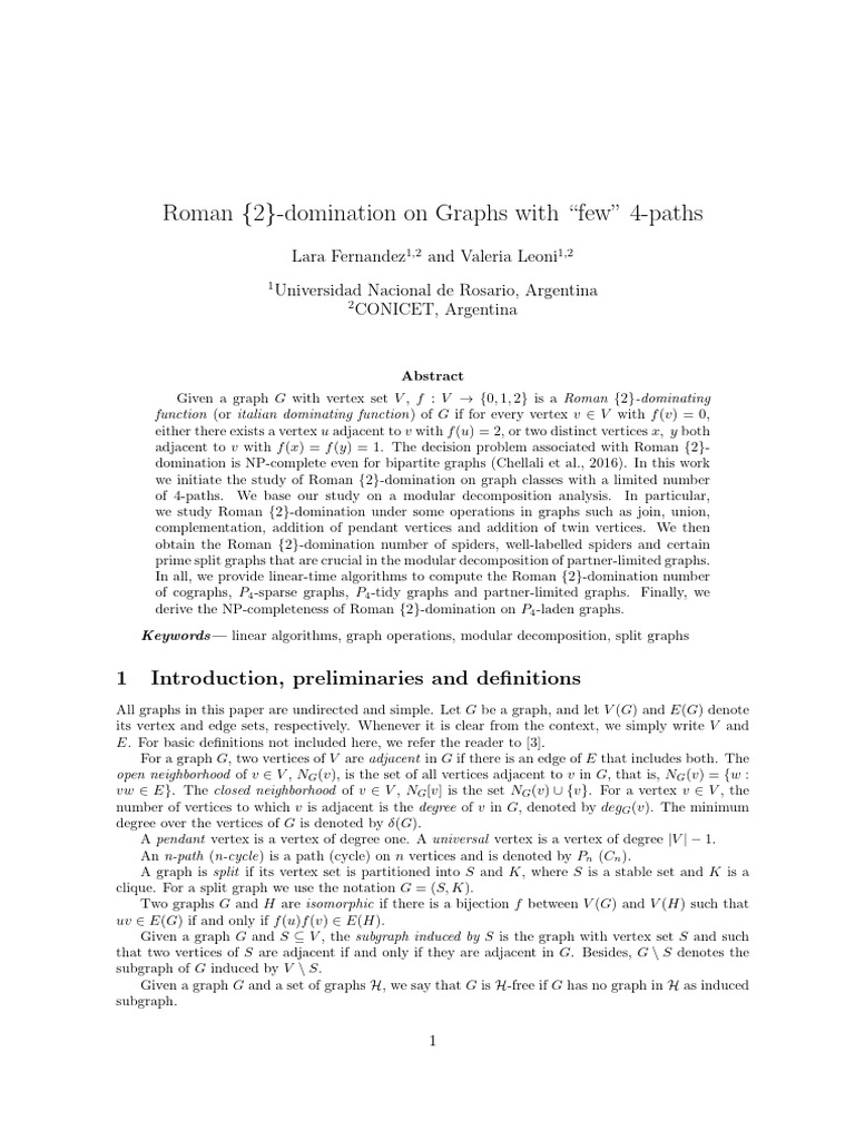Roman (2) - Domination On Graphs | PDF | Vertex (Graph Theory) | Graph ...