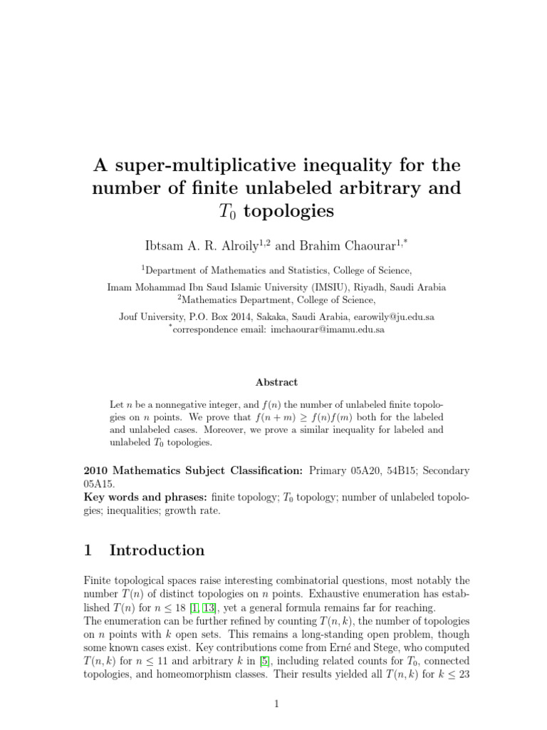 A Super-multiplicative Inequality | PDF | Set (Mathematics) | Topology