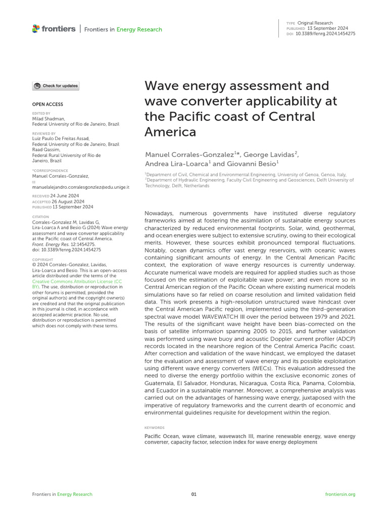 Wave Energy Assessment and Wave Converter Applicability | PDF | Oceans ...
