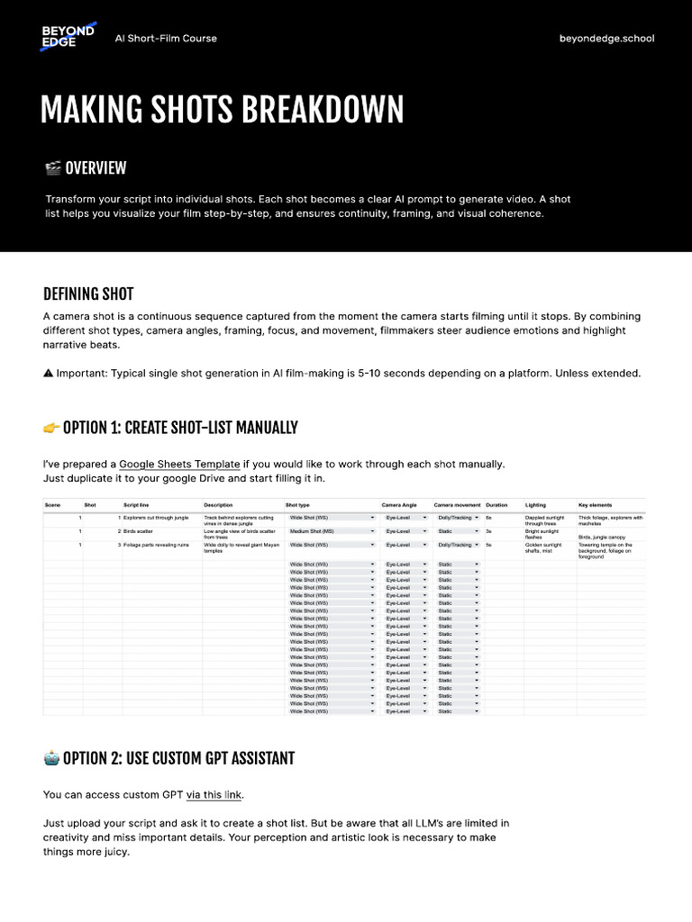 04-Workbook Shots Breakdown | PDF