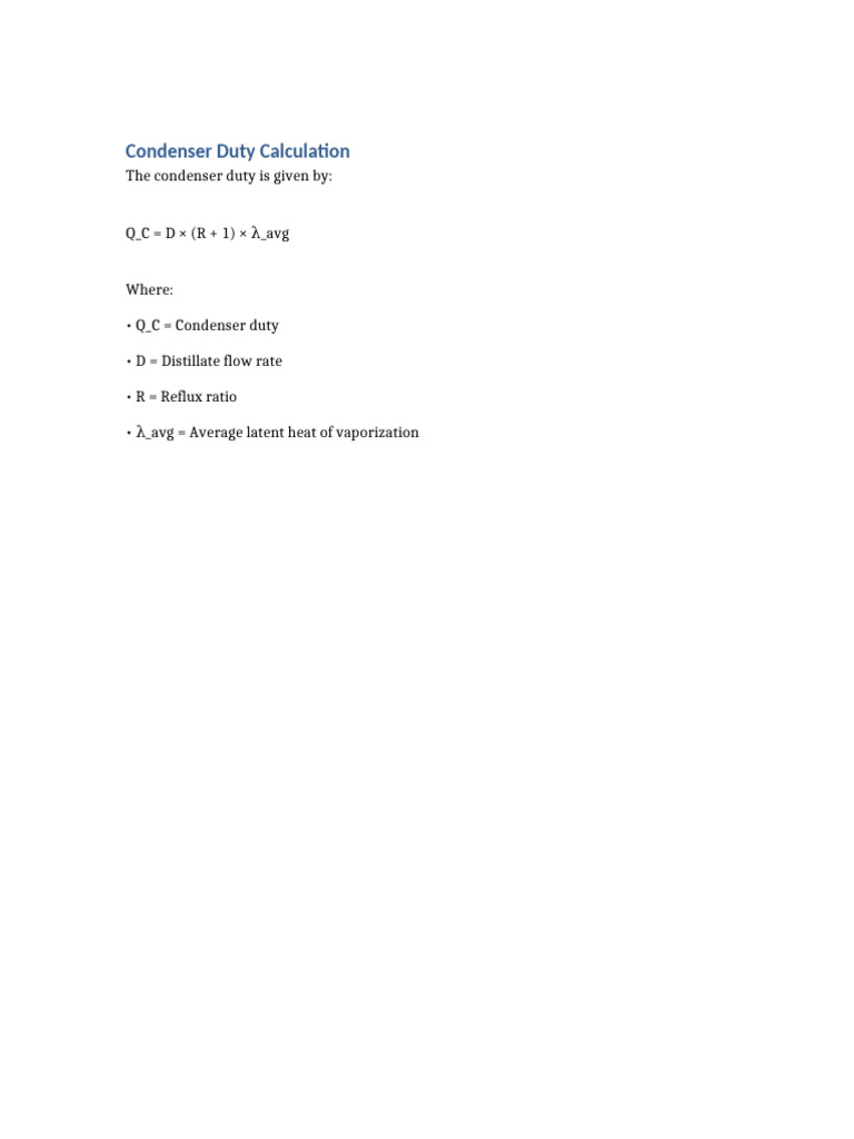 Condenser Duty Calculation Formula | PDF