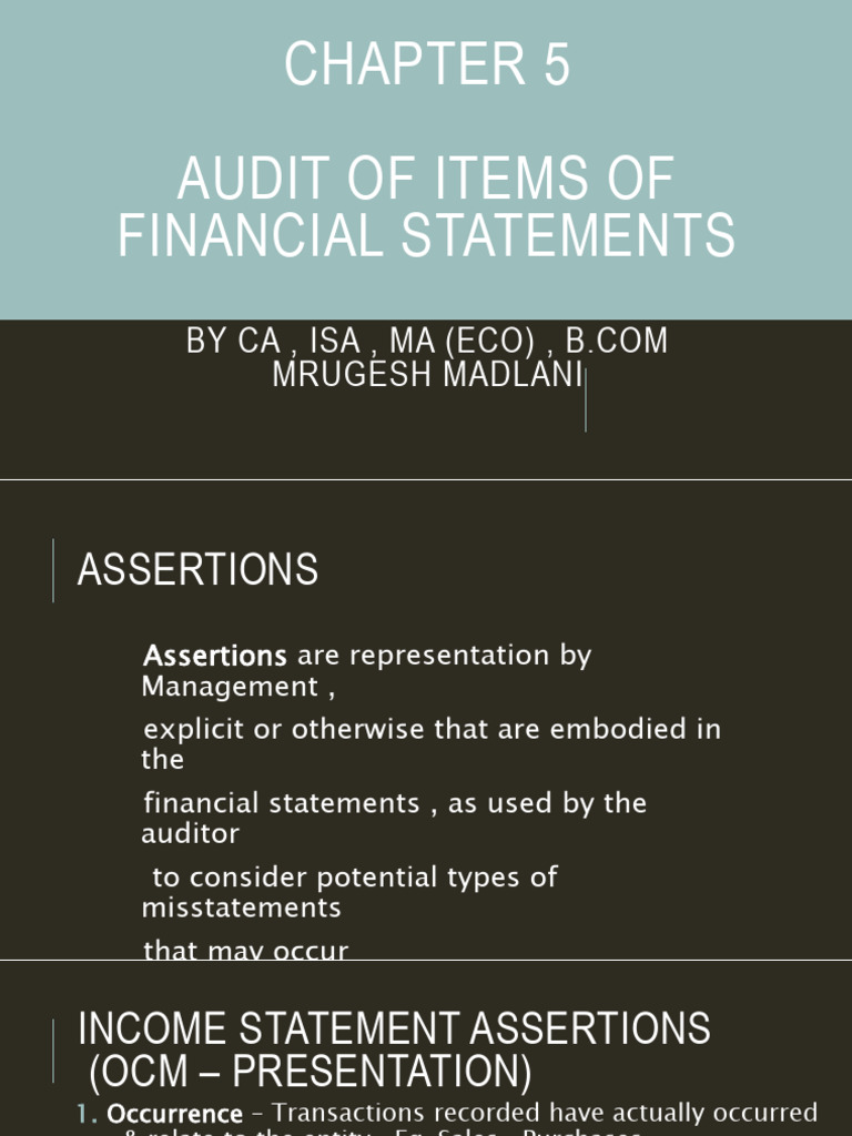Chapter 5 Audit of Items of Financial Statements | PDF | Expense ...