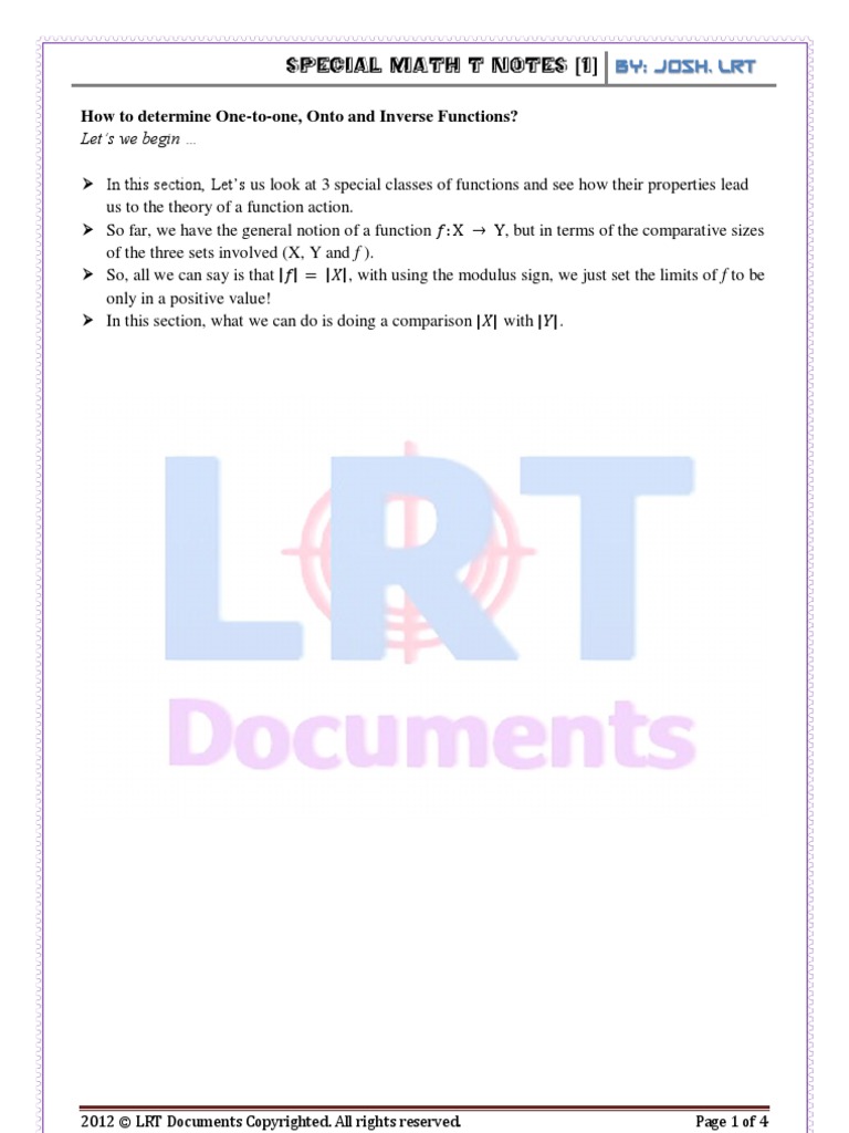 Simple Explanation One To One And Onto Functions Pdf Function