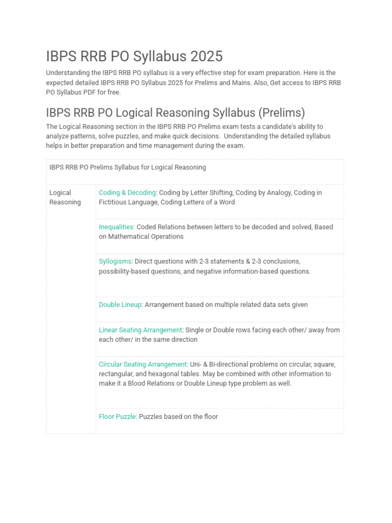 Ibps RRB Syllabus 2025 2 | PDF | English Language | Verb