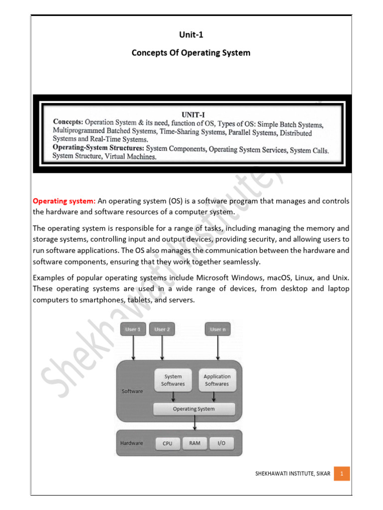 Unit1 | PDF | Operating System | Process (Computing)