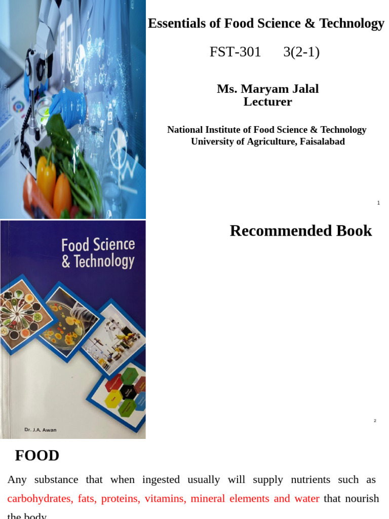 Module Lecture-1 Introduction To Food Science | PDF | Food Science | Foods