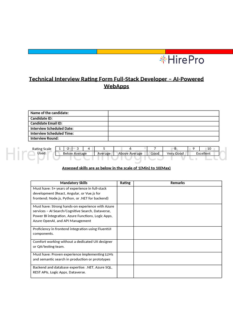 Interview Feedback Form Fullstack AI Engineer | PDF