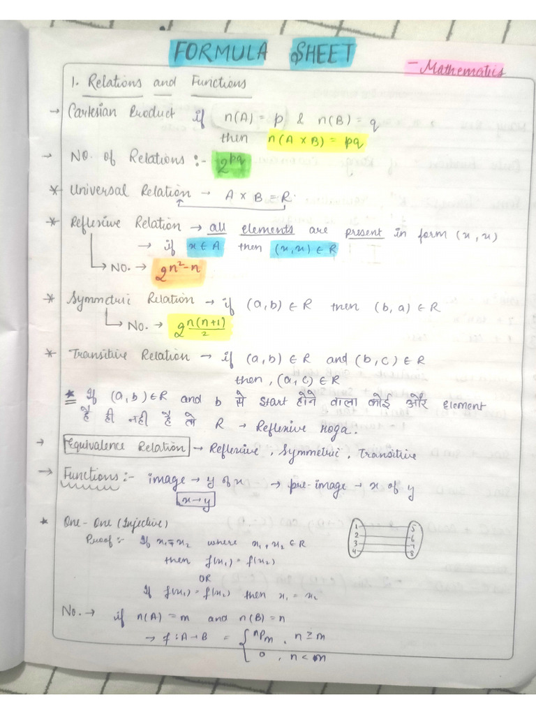 Mathematics Class 12TH Key Notes | PDF